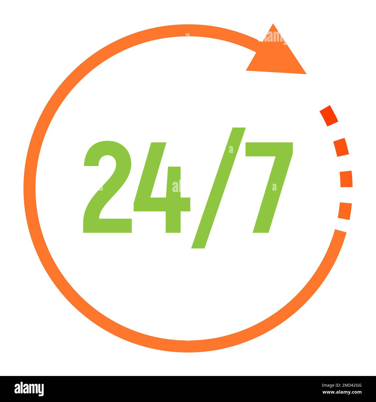 Passage time flat icon, 24 hour assistance and round the clock, sign ...