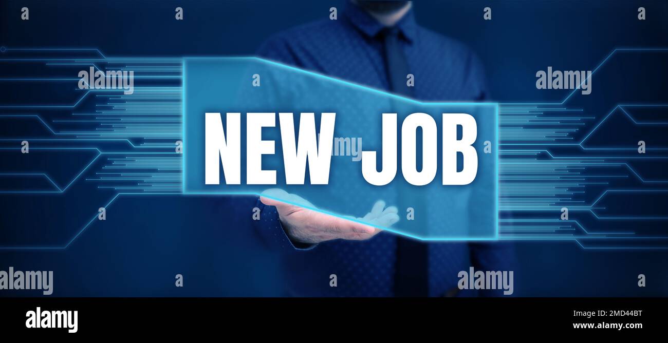 Hand writing sign New Job. Business showcase signing contract Finding ...