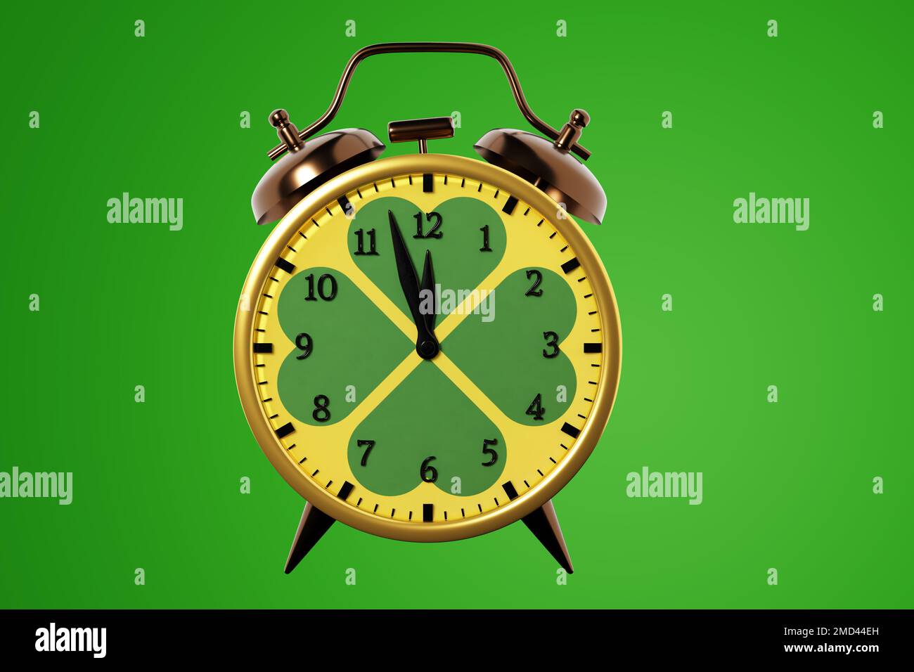 Saint Patrick's Day. Alarm clock close-up on a green background Stock ...