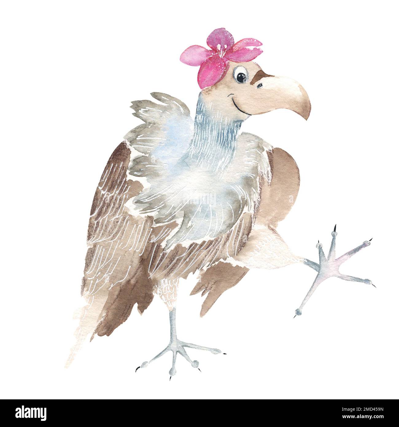 Cute vulture isolated on white background. Watercolor hand drawn ...