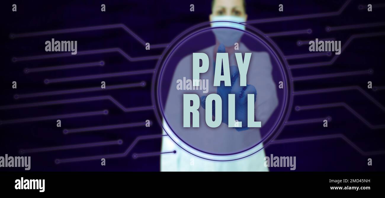 Handwriting text Pay Roll. Business idea Amount of wages and salaries ...