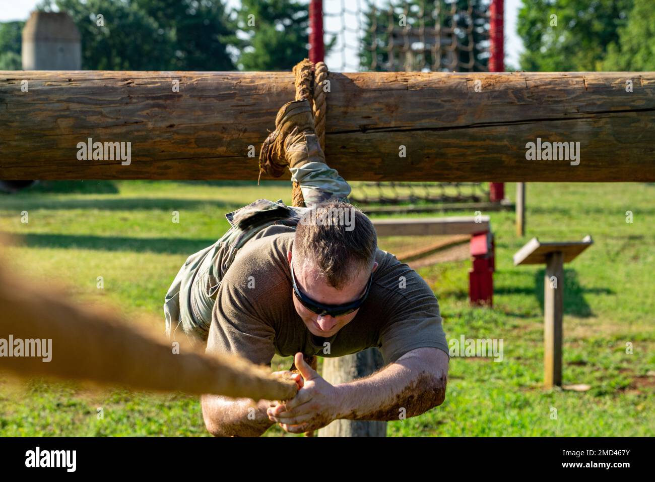A 5th Special Forces Group (Airborne) Soldier navigates an obstacle ...