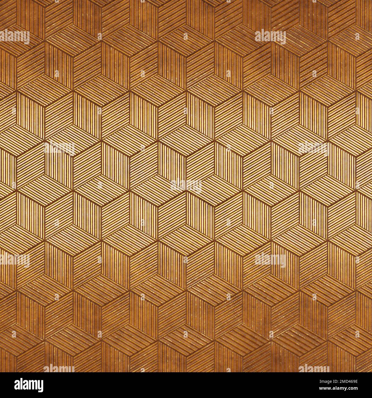 Gold metallic honeycomb and hexagon background pattern. 3d rendering ...