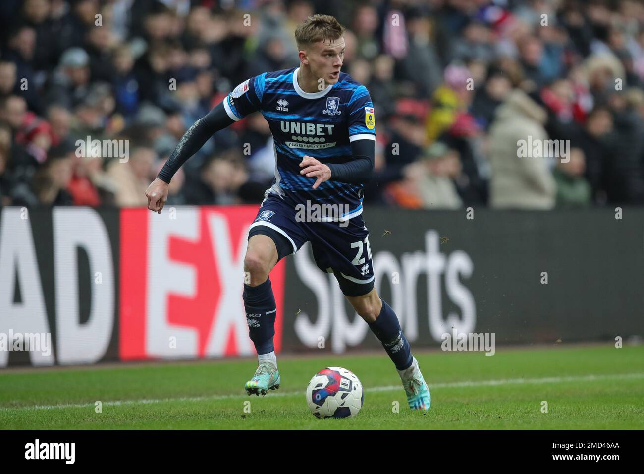 Marcus Forss #21 of Middlesbrough on the ball during the Sky Bet ...