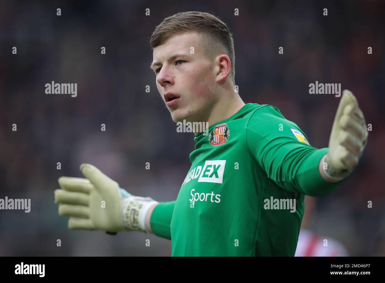 Anthony Patterson #1 of Sunderland gestures and reacts during the Sky ...