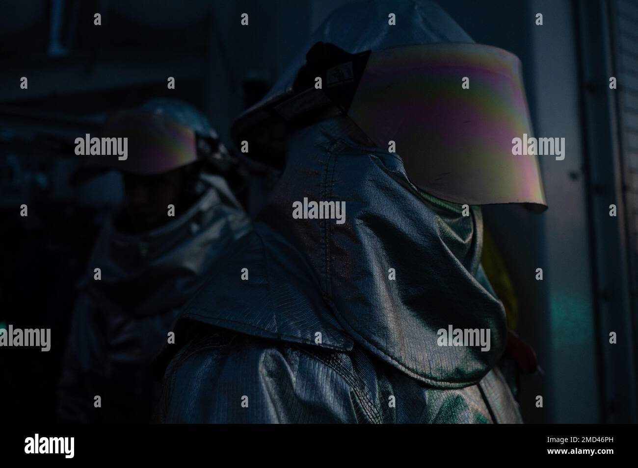 Crew members aboard U.S. Coast Guard Cutter Bear (WMEC 901) stand-by ...