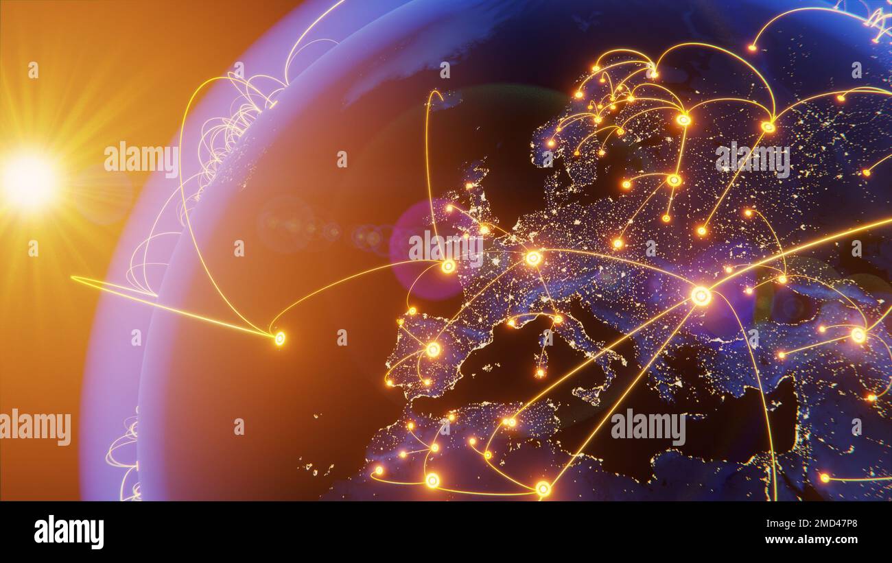 Global connection concept. Planet earth network sphere. 3d rendering ...