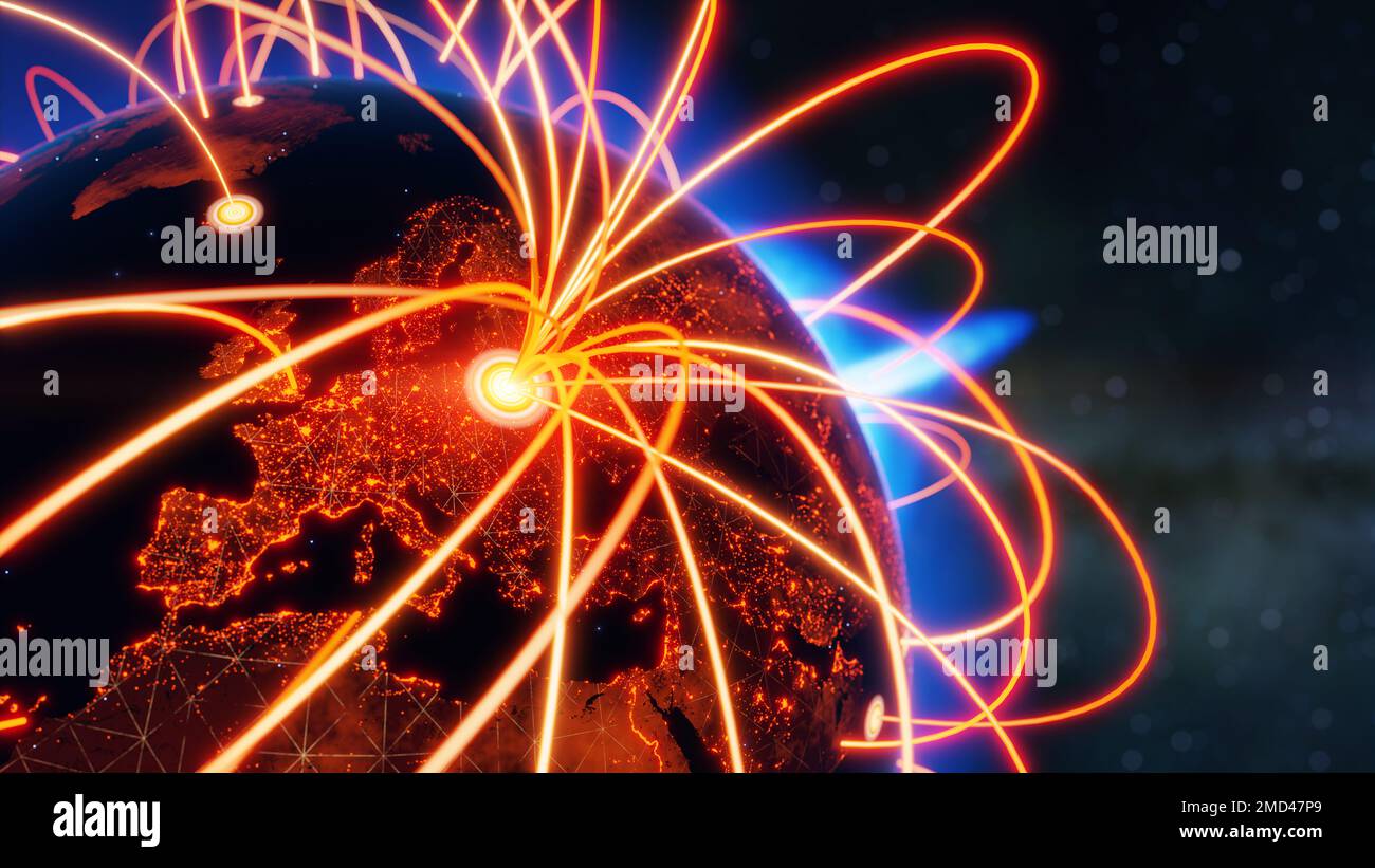 Global connection concept. Planet earth network sphere. 3d rendering ...