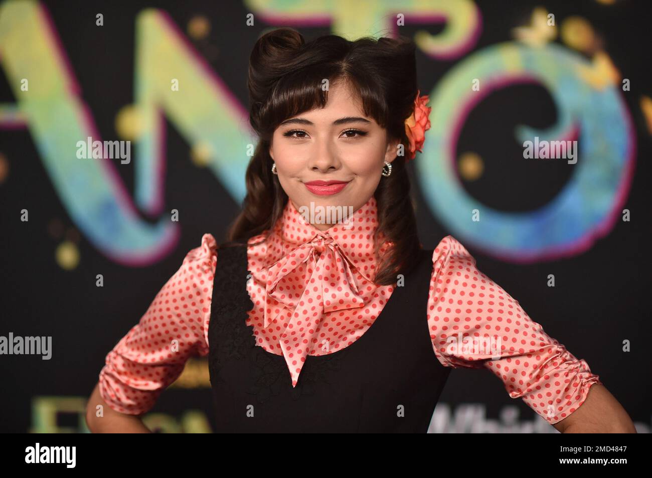 Xochitl Gomez arrives at the premiere of "Encanto" on Wednesday, Nov. 3 ...