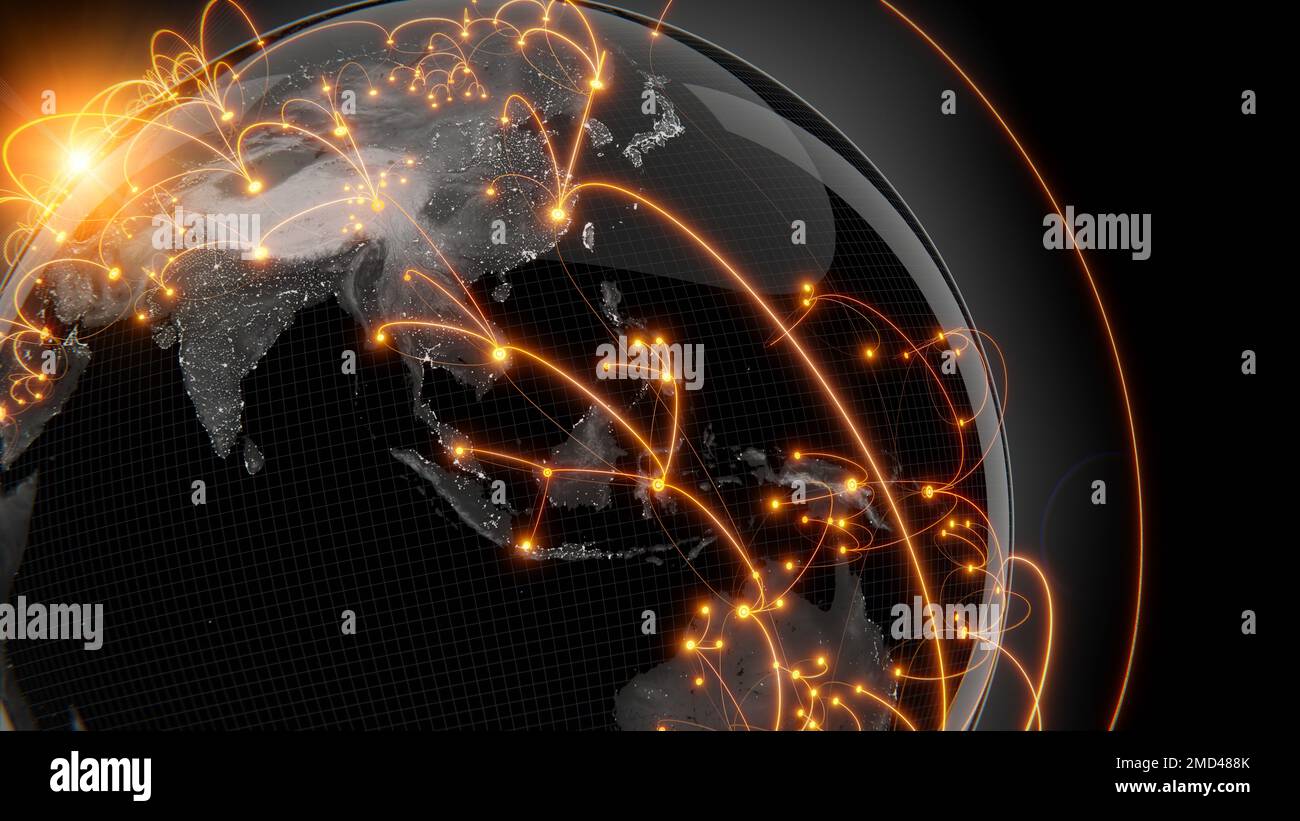 Global connection concept. Planet earth network sphere. 3d rendering ...