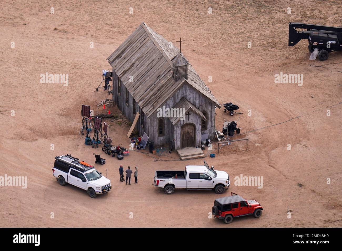 FILE - This aerial photo shows the Bonanza Creek Ranch in Santa Fe, N.M ...