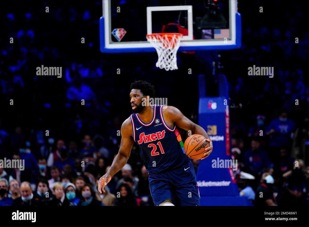 Philadelphia 76ers' Joel Embiid plays during an NBA basketball game ...