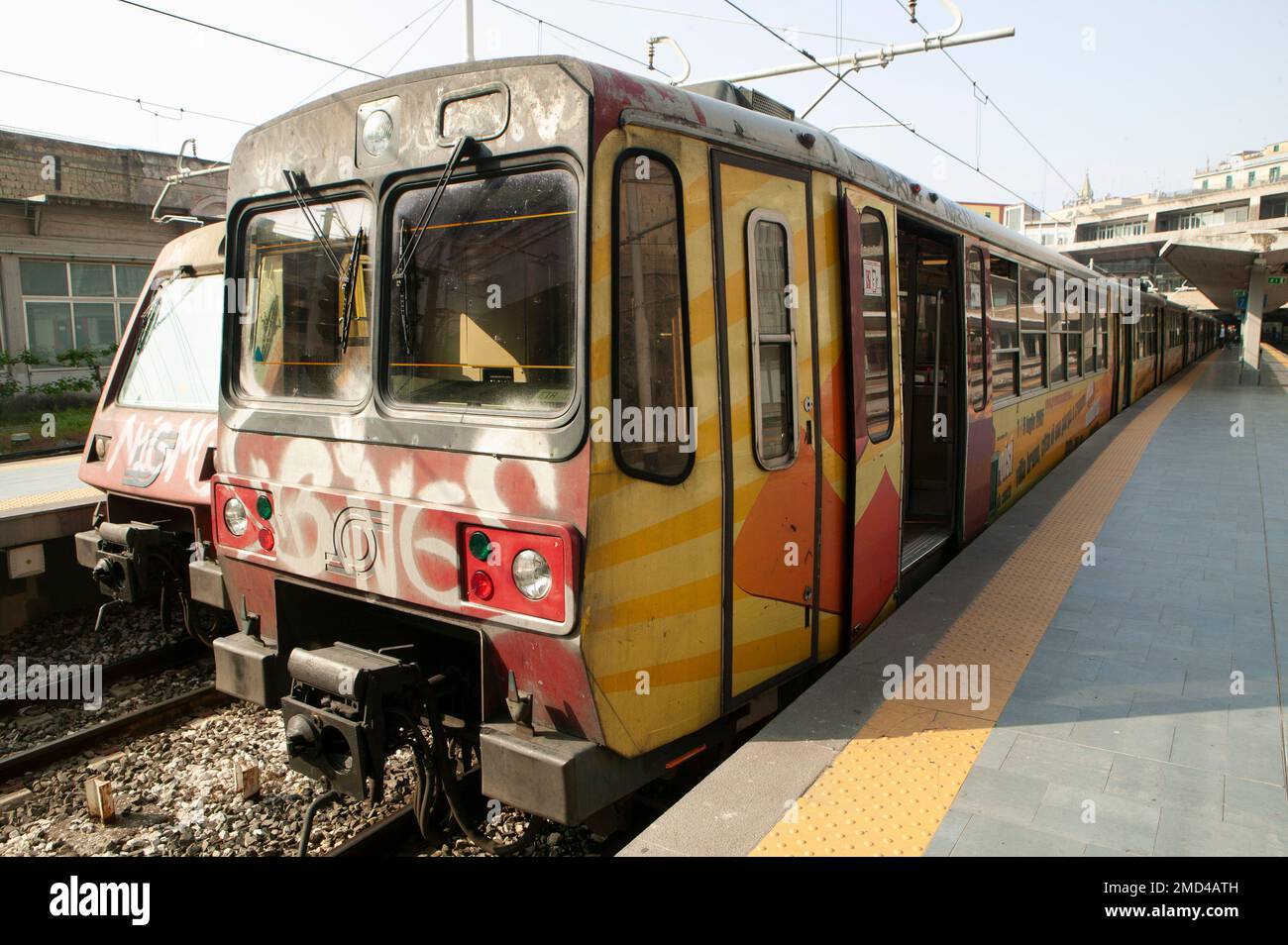 Trains circulating in the Erculano station in Naples Stock Photo - Alamy