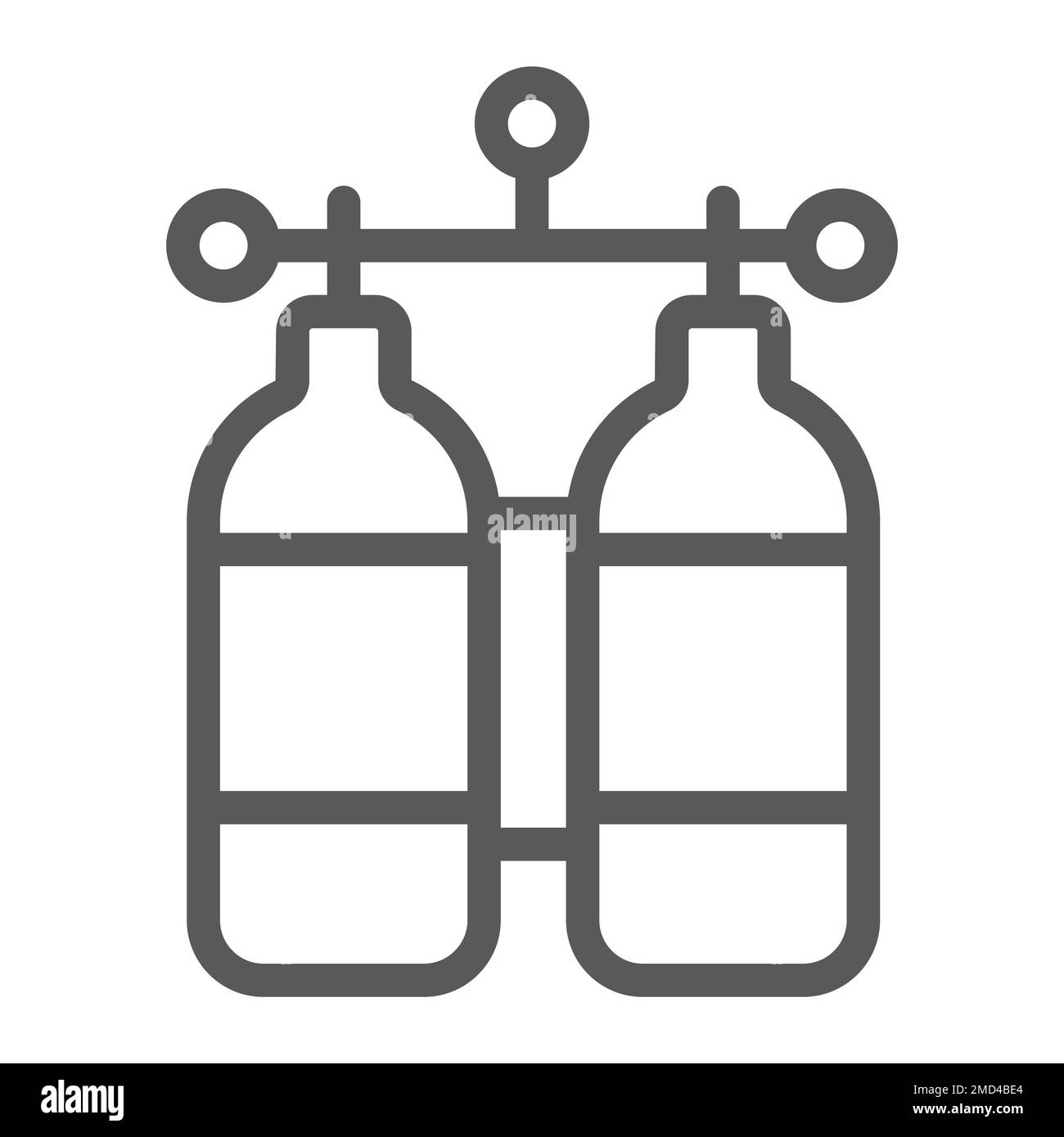 Oxygen tank line icon, diving and underwater, dive tank sign vector ...