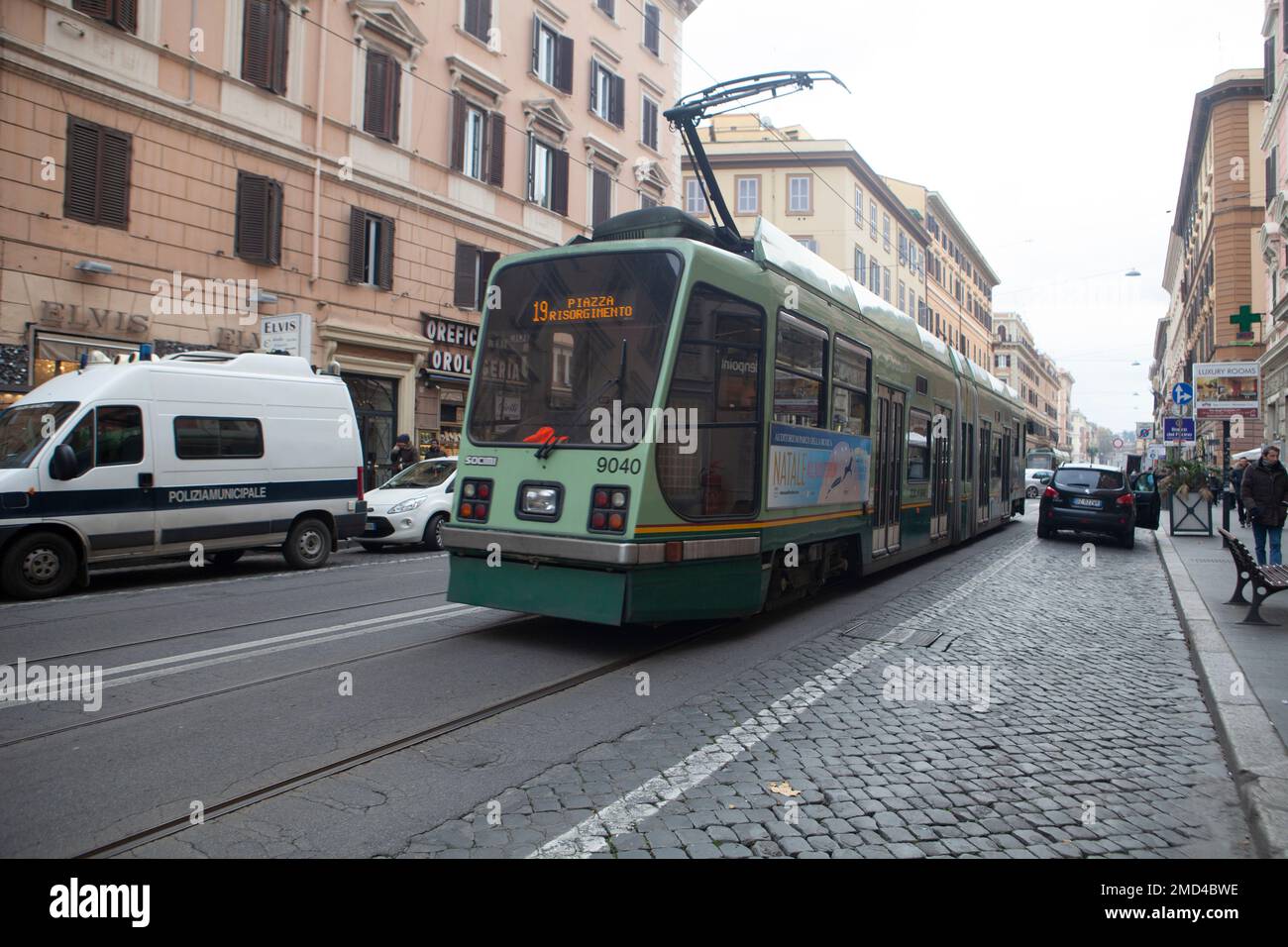 Tram driving in the city of Rome Stock Photo - Alamy