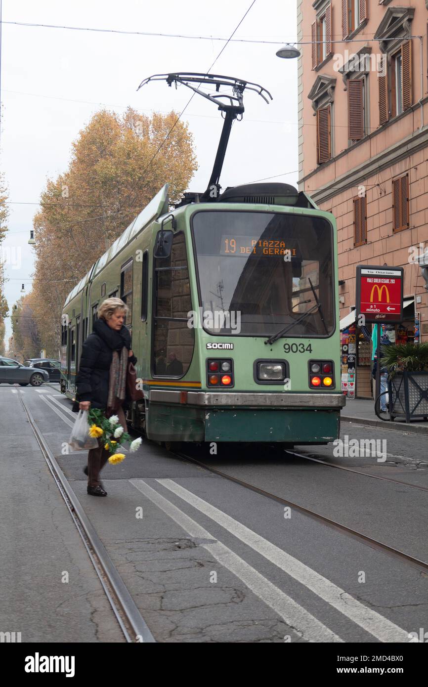 Tram driving in the city of Rome Stock Photo - Alamy