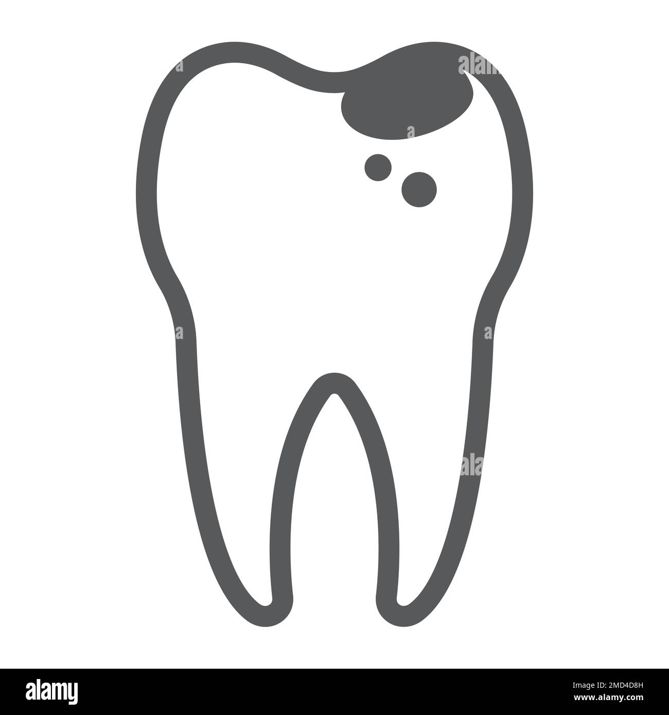 Sick tooth line icon, stomatology and dental, caries sign vector ...