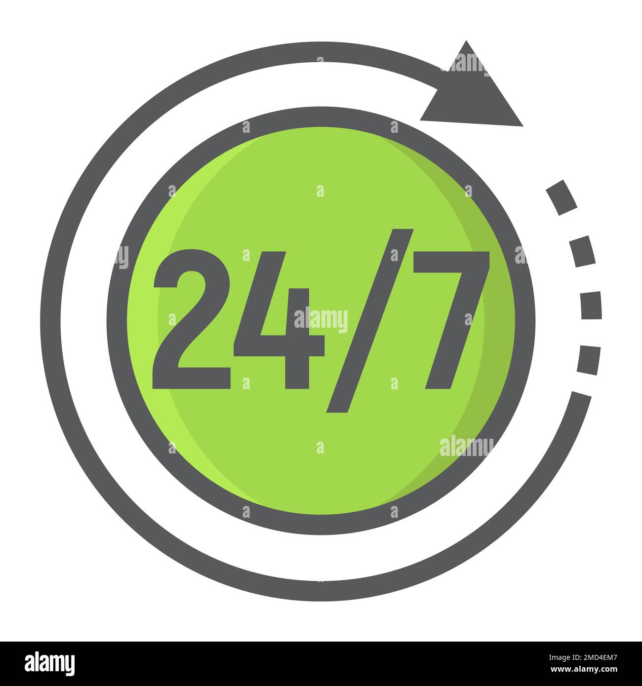 Passage time filled outline icon, 24 hour assistance and round the ...