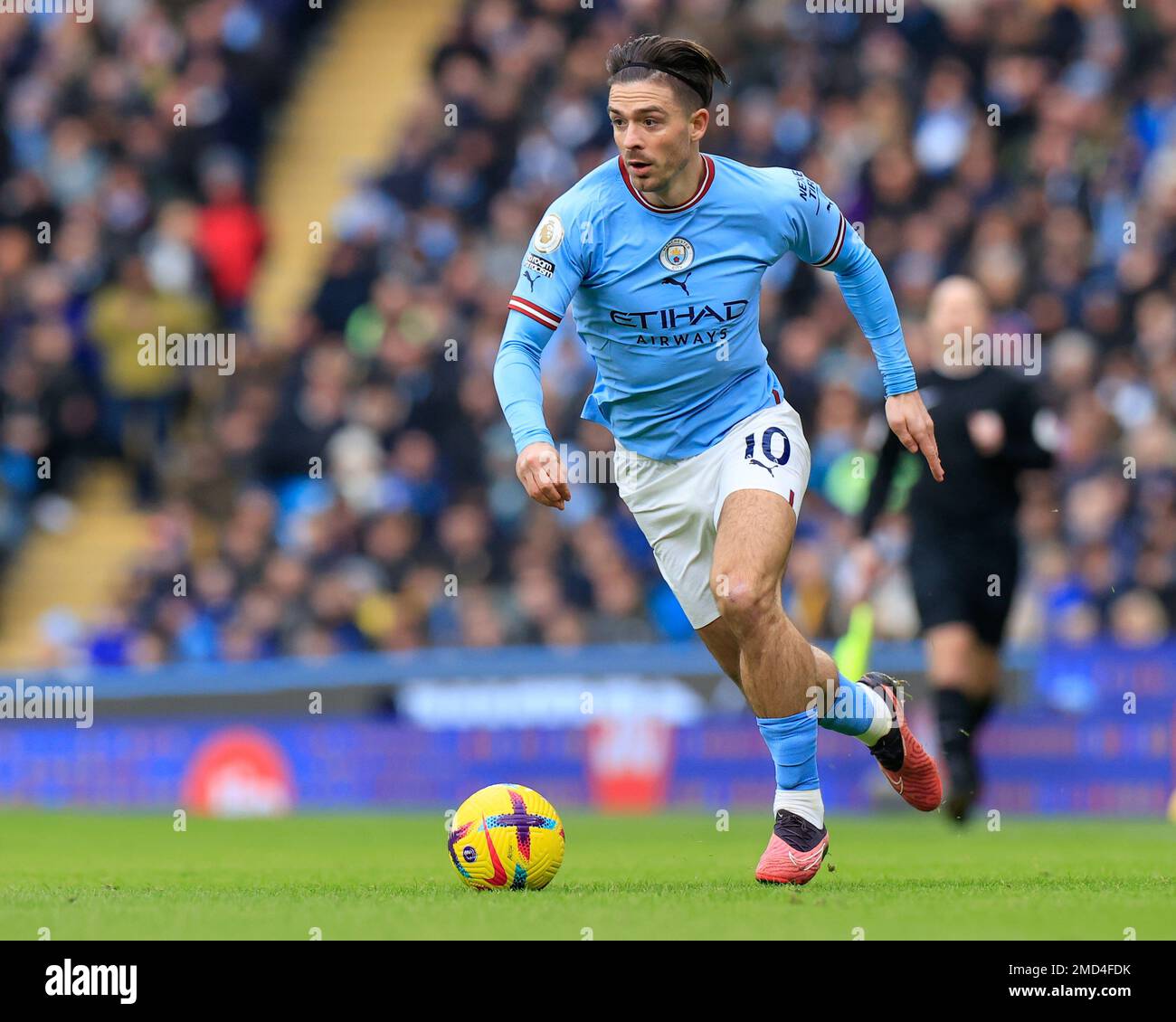 Jack Grealish #10 of Manchester City controls the ball during the ...