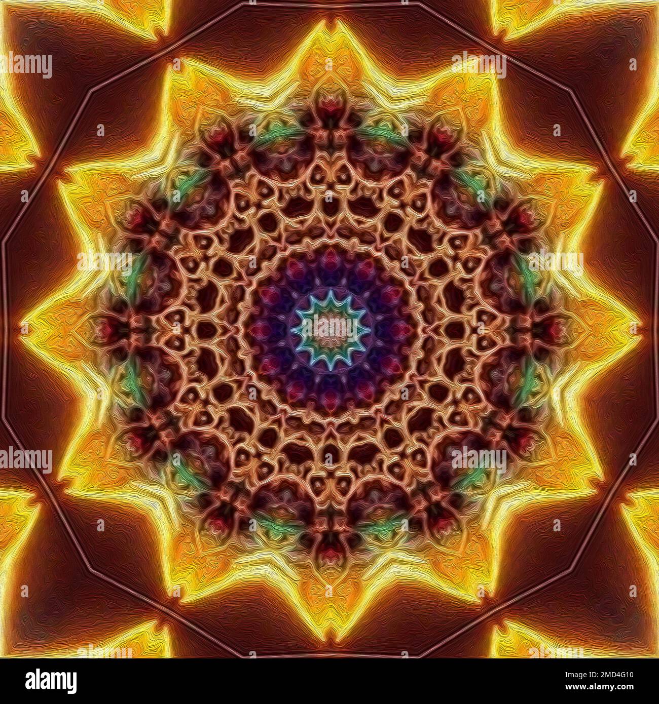 Magic mystic mandala. Esoteric geometric fractal. Kaleidoscopic ...
