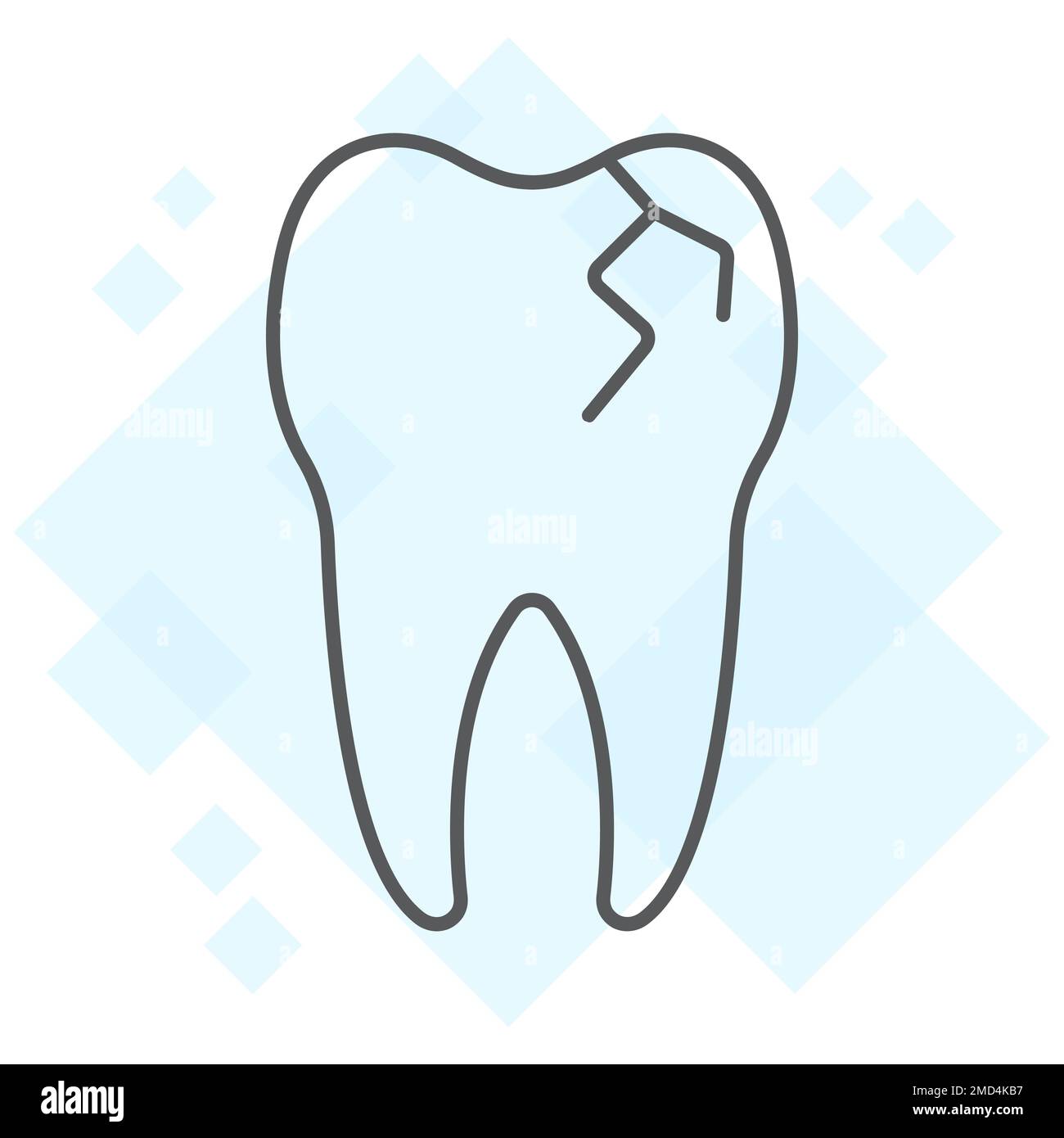 Cracked tooth thin line icon, stomatology and dental, broken tooth sign ...
