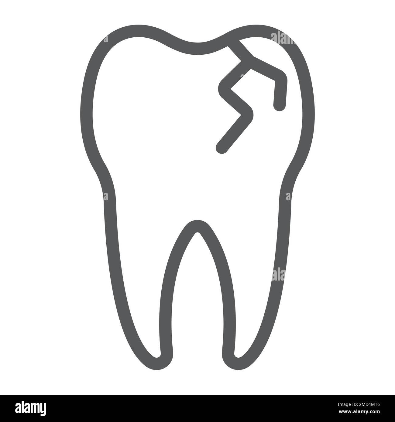 Cracked tooth line icon, stomatology and dental, broken tooth sign ...