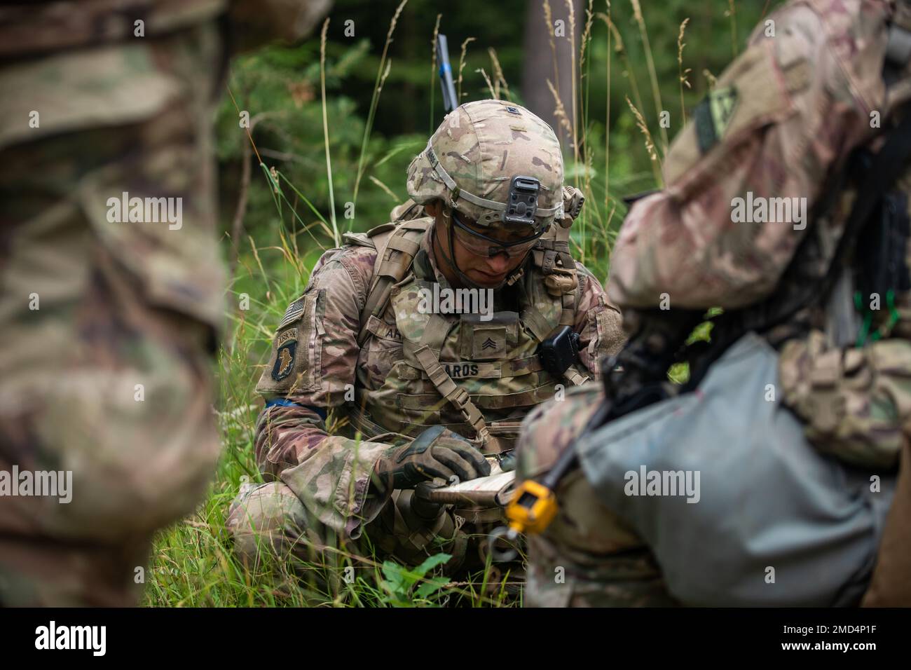 U.S. Army squad leader Sgt. Juan Aros, assigned to Alpha Company, 1st ...