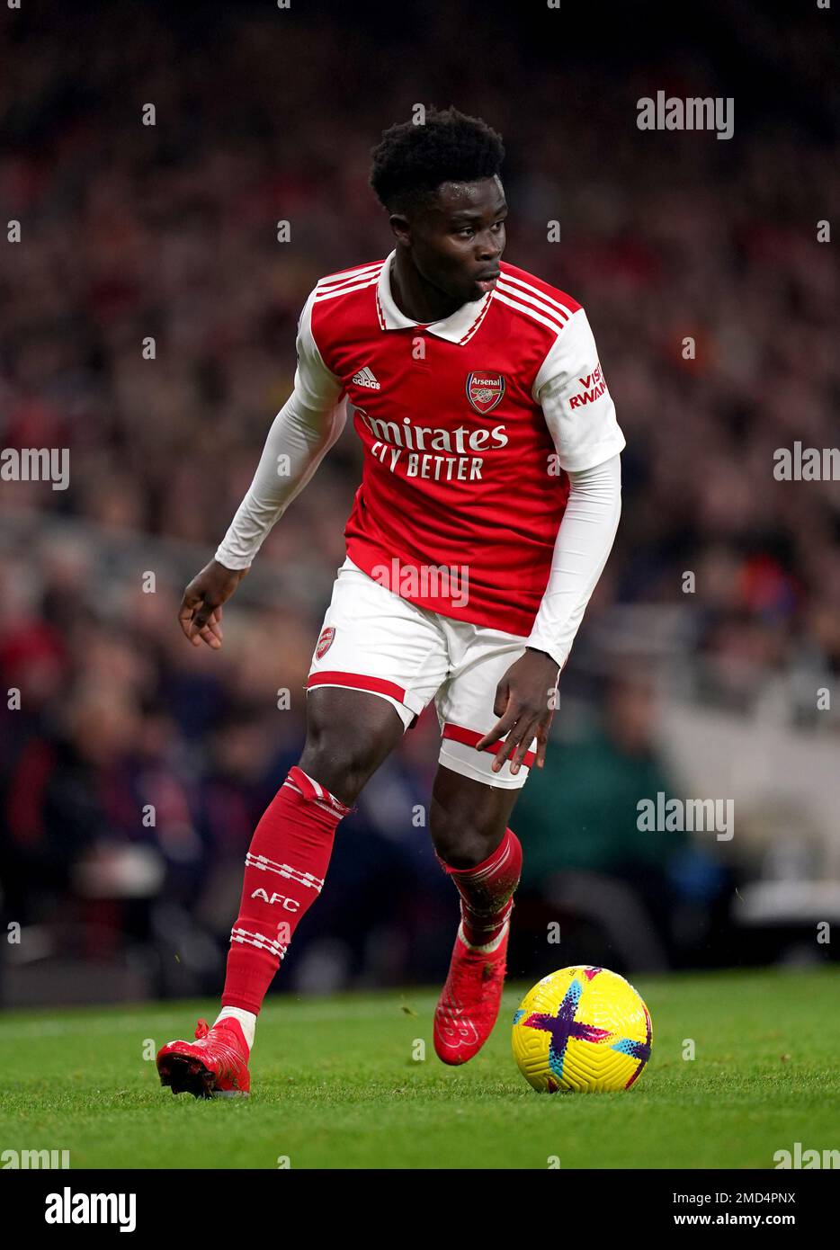 Arsenal's Bukayo Saka during the Premier League match at the Emirates ...