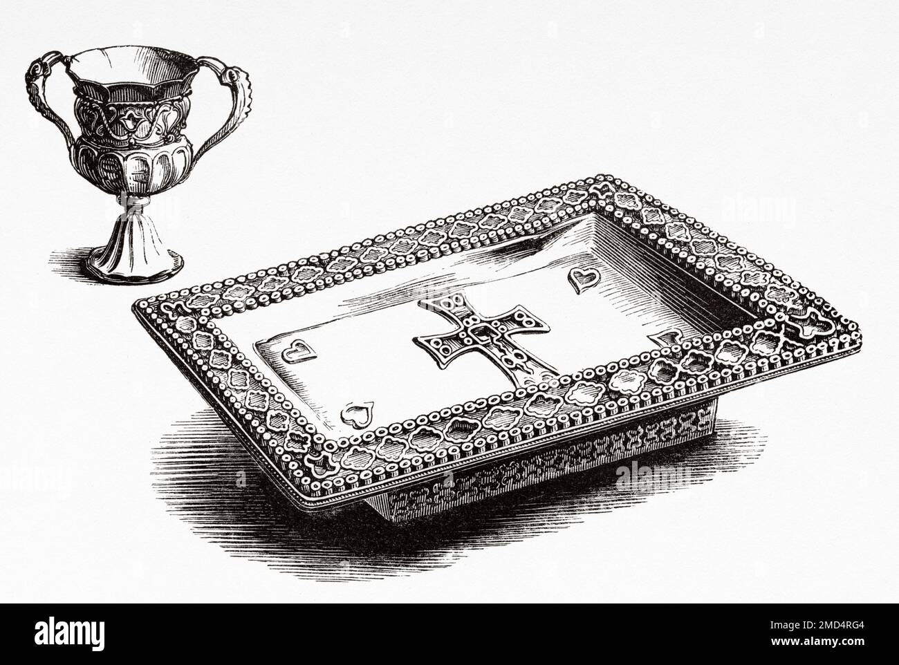 4th or 5th century altar tray and chalice in enamelled gold found at ...