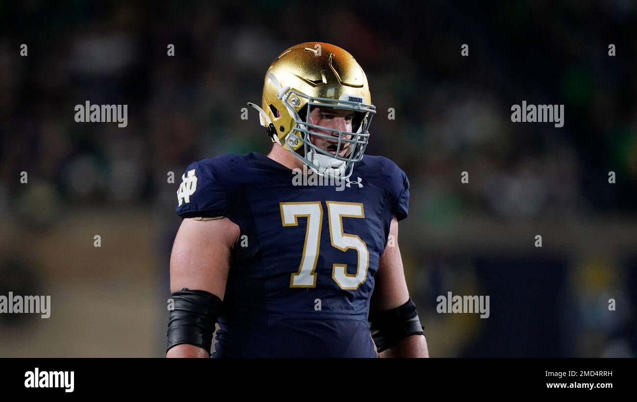 Notre Dame offensive lineman Josh Lugg plays during the first half of ...