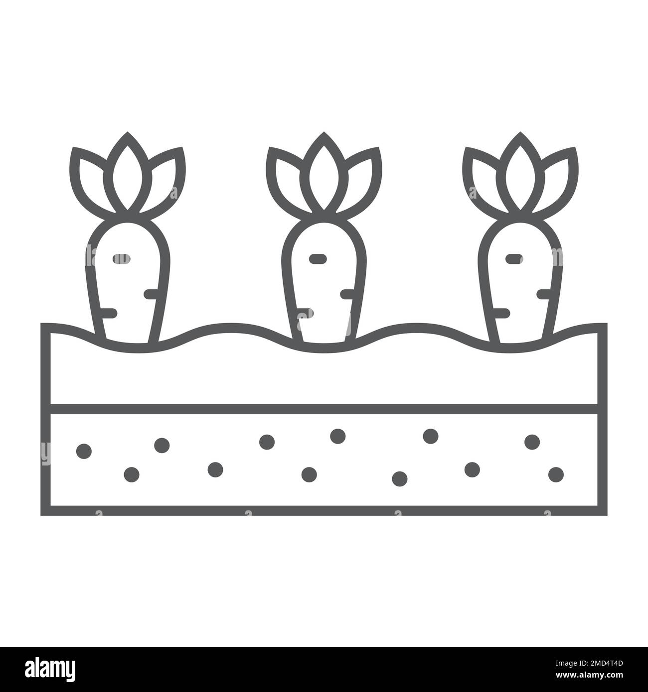 Growing carrots thin line icon, farming and agriculture, vegetable sign ...
