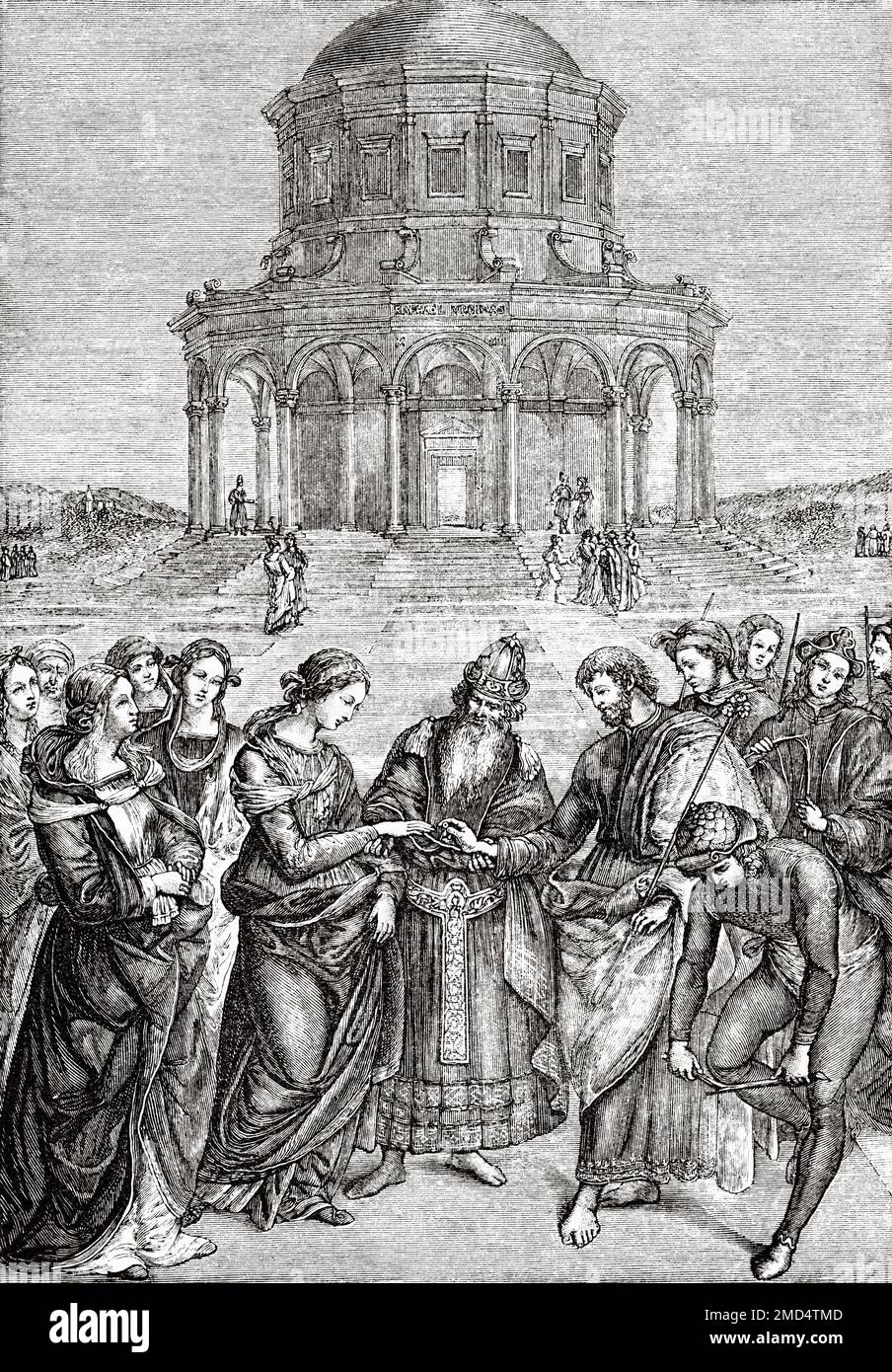 The wedding of the Virgin Mary. Los Sposalizio is an oil painting by ...