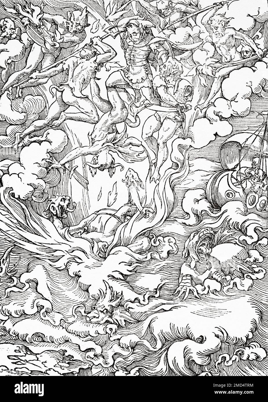 The Last Judgement, showing the earth and sea opening and demons ...