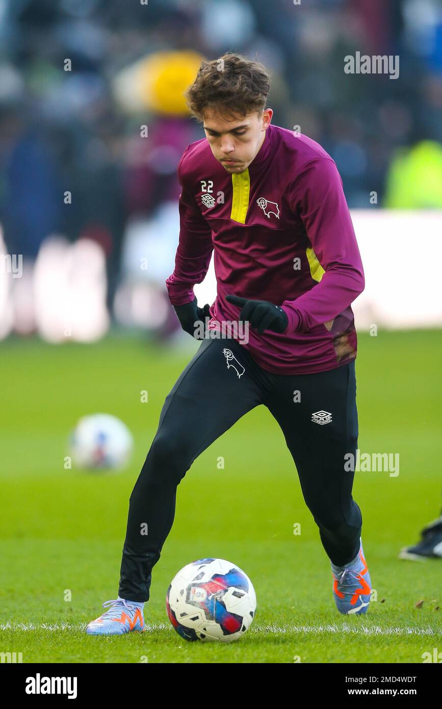 Derby County's Tony Springett warming up ahead of the Sky Bet League ...