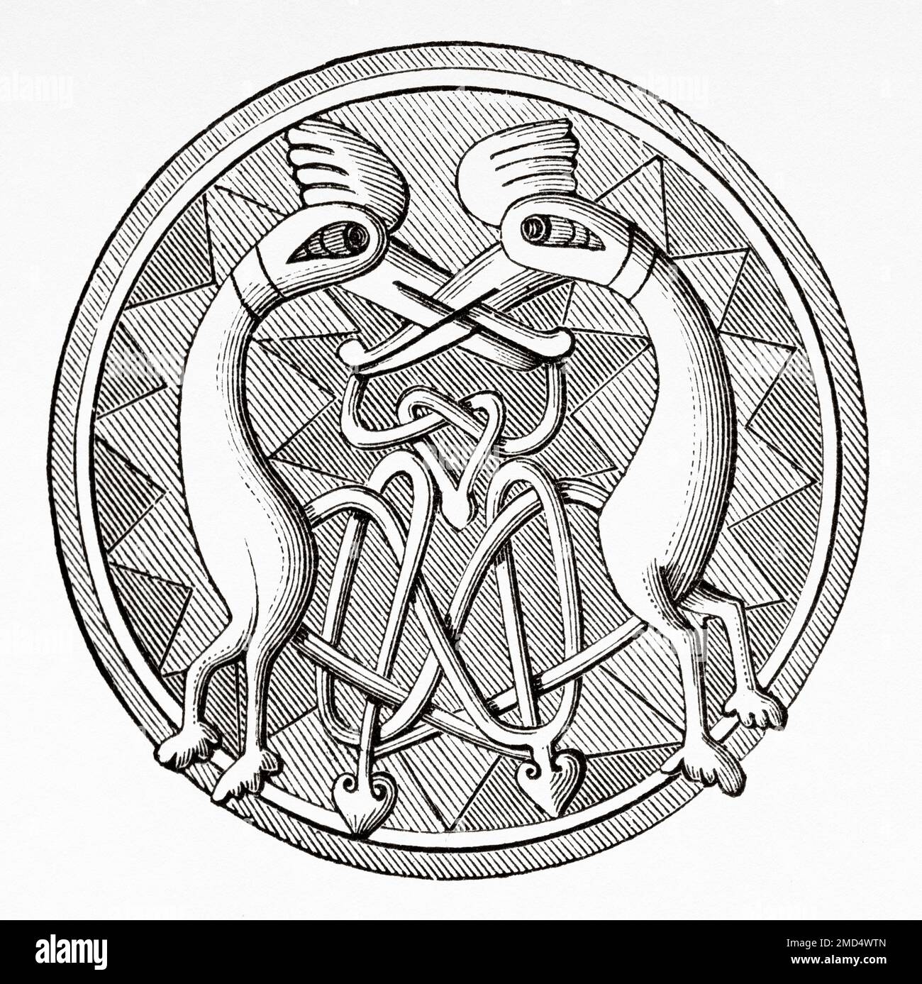 Middle ages initial capital letter O, depicting two dragons. The Arts ...