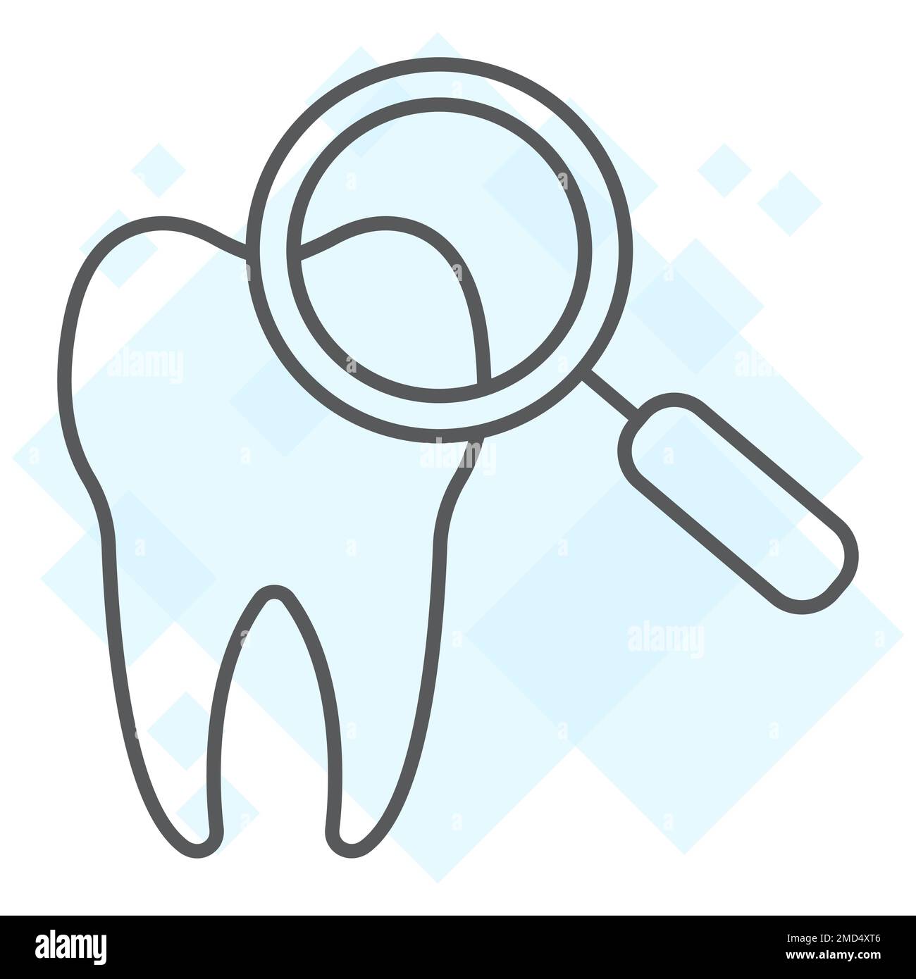 Dental check up thin line icon, stomatology and dental, magnifying sign ...