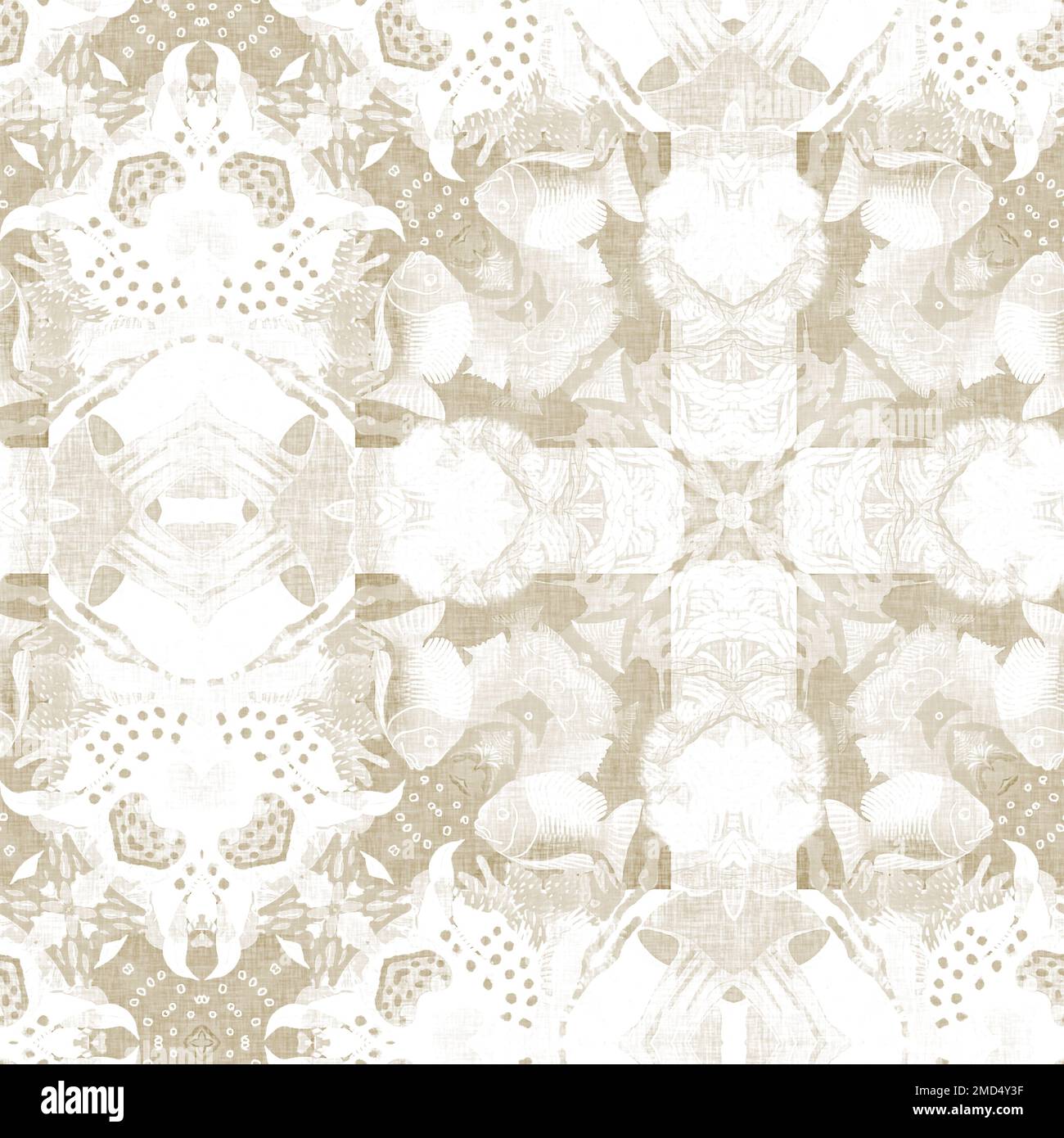 Ecru natural linen effect patterned coastal geo background. Seamless ...