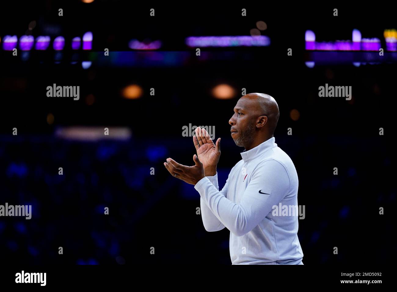 Portland Trail Blazers' Chauncey Billups coaches during an NBA ...