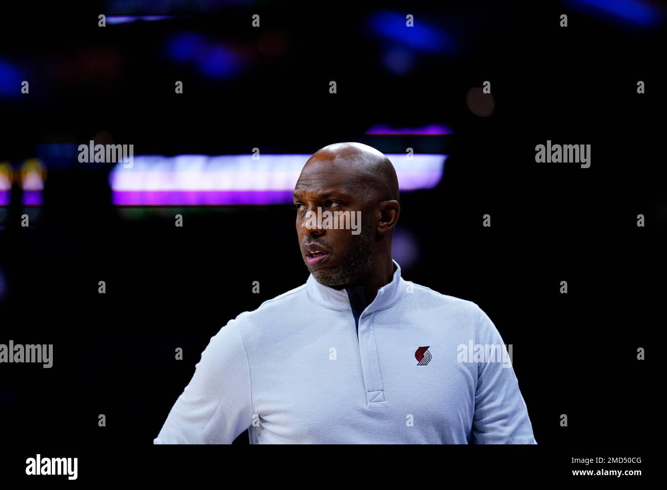 Portland Trail Blazers' Chauncey Billups coaches during an NBA ...