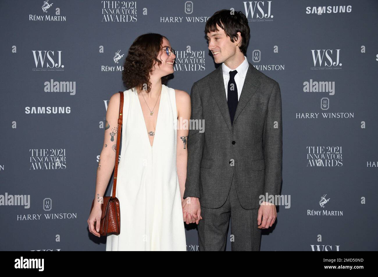 Artist Ella Emhoff, left, and Sam Hine attend the WSJ. Magazine ...
