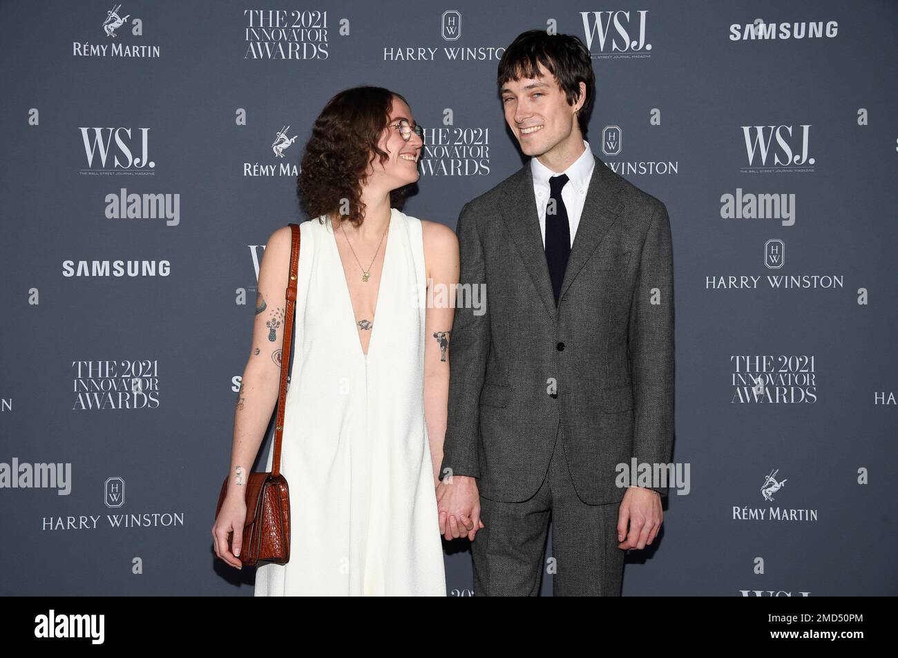 Artist Ella Emhoff, left, and Sam Hine attend the WSJ. Magazine ...