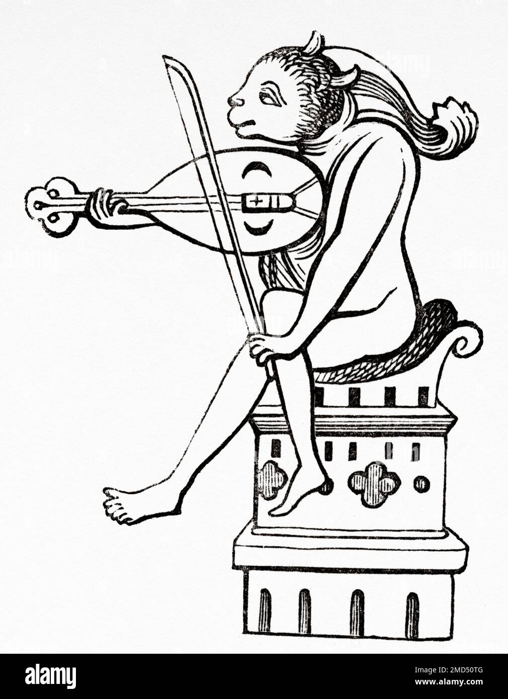 Devil playing the old three-stringed oval from the 13th century ...