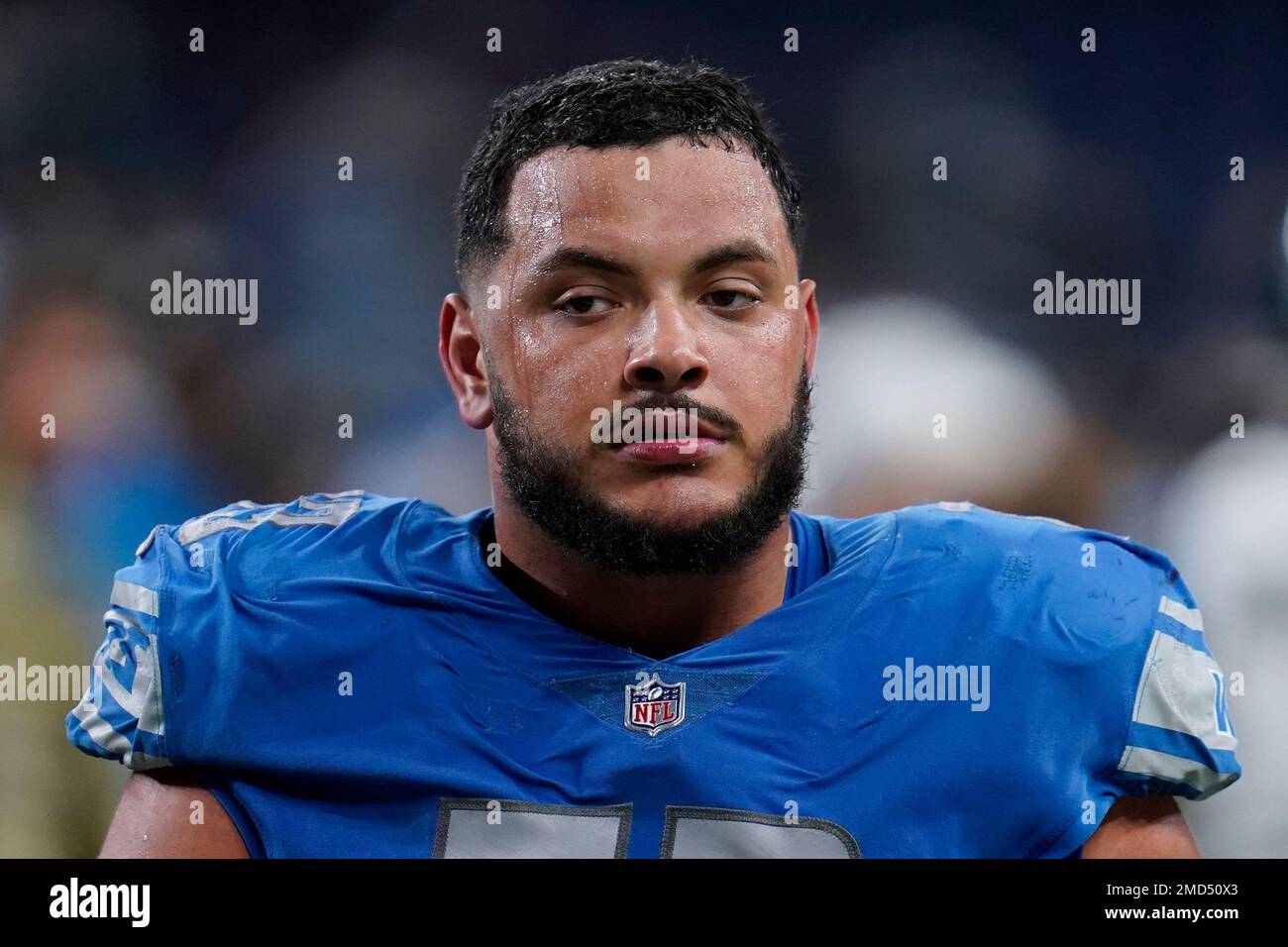 Detroit Lions guard Jonah Jackson (73) watches against the Philadelphia ...