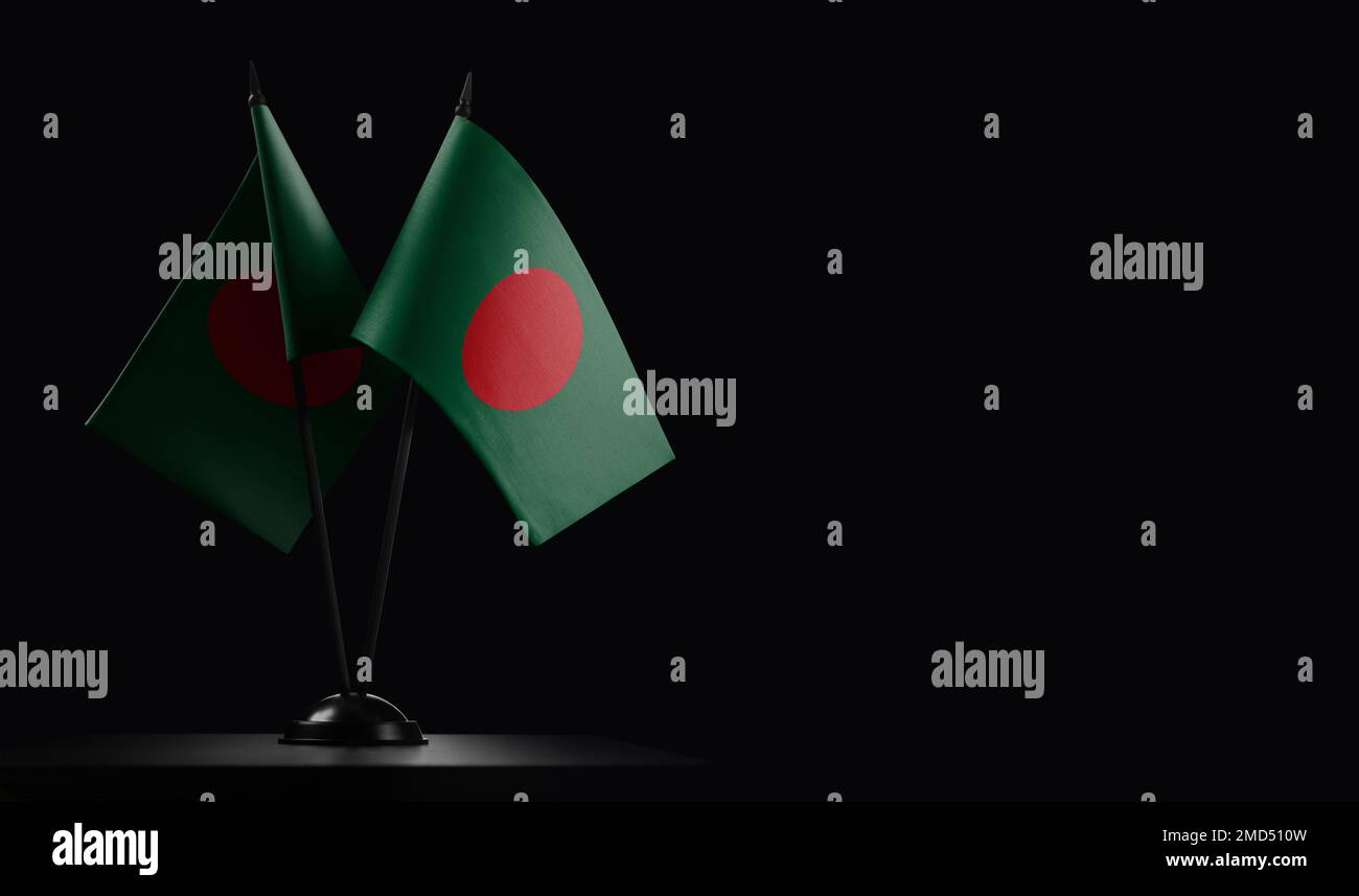 Small national flags of the Bangladesh on a black background Stock ...