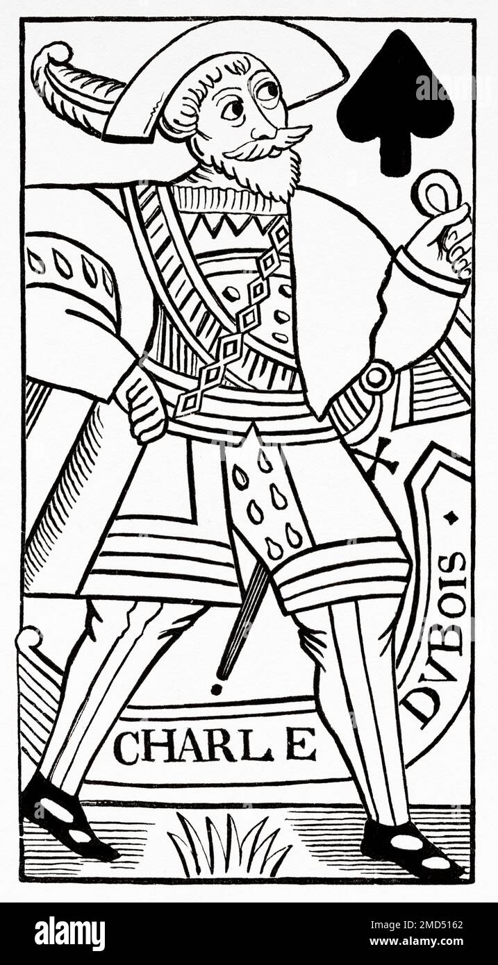 French playing card. Figure from a deck of cards from the 16th century ...