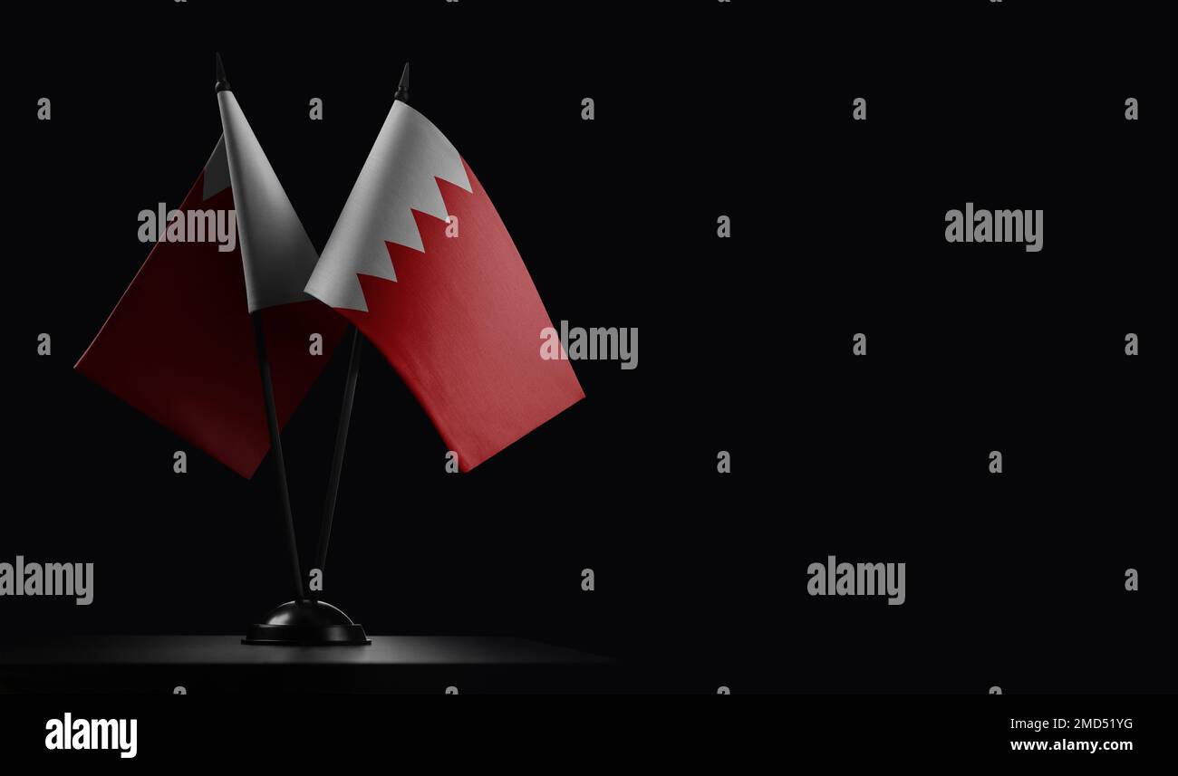 Small national flags of the Bahrain on a black background Stock Photo ...