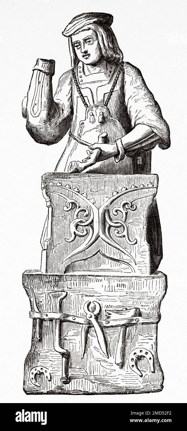 Saint Eligius, patron saint of goldsmiths and marshals, sculpture of ...