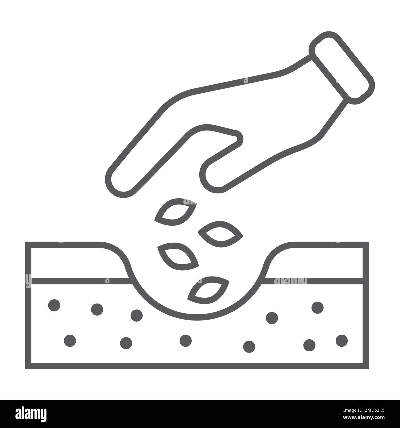 Hands planting seeds thin line icon, farming and agriculture, seeding ...