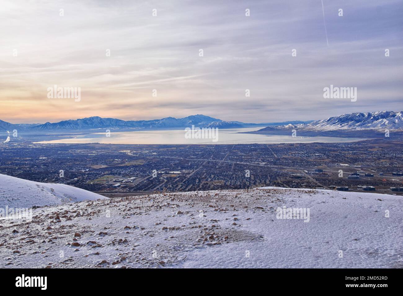 Maack Hill Sensei trail snowy mountain valley views in Lone Peak Wilderness Wasatch Rocky ...