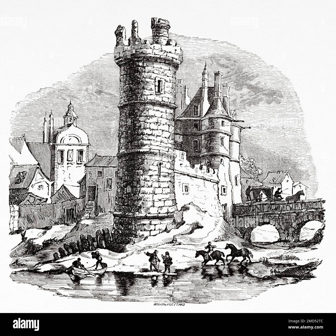 The Tour de Nesle. Nesle Tower was one of the four large guard towers on the old city wall of ...